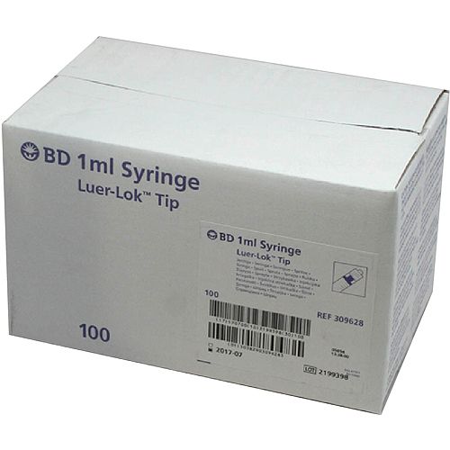 BD Syringes 1mL Luer Lok 309628 - Box/100