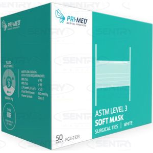 Primed Level 3 Surgical Soft Mask Tieback 4 Ply White PG4-2333 - Box/50